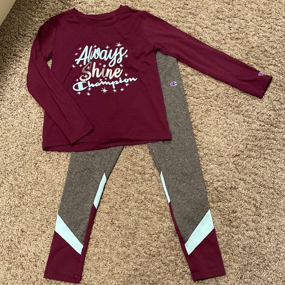 Champion | Matching Sets | Champion Girls Burgundy And Grey Shirt And ...